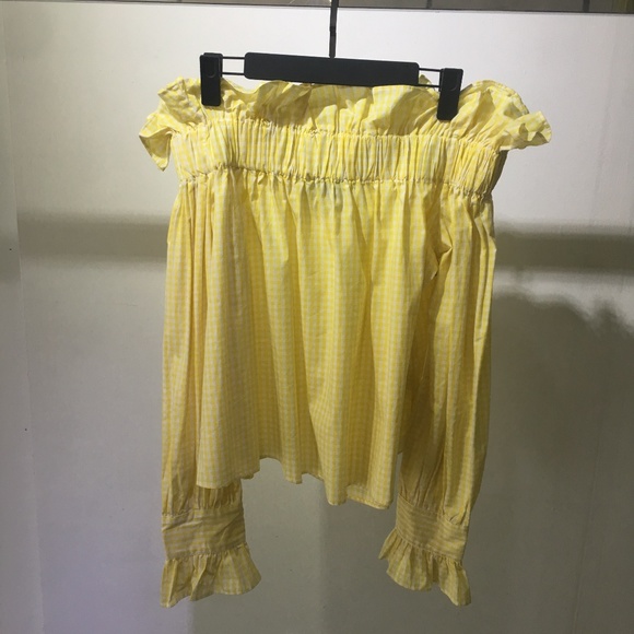 Style Mafia | Tops | Yellow Gingham Print Offtheshoulder Top | Poshmark